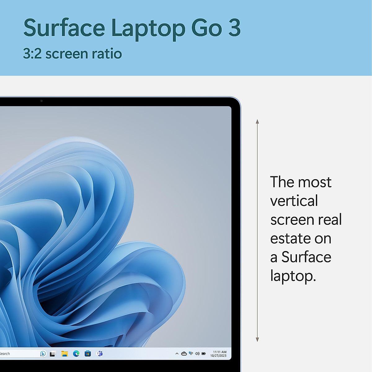 Microsoft Surface Laptop Go 3 (2023) - 12.4" Touchscreen, Thin & Lightweight, Intel Core i5, 8GB RAM, 256GB SSD SSD, with Windows 11, Ice Blue Color Copilot