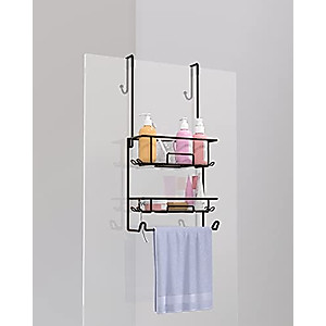 TreeLen Shower Caddy over the Door Rustproof Hanging Shower Organizer with 12 Hooks Shampoo Towel Holder for Bathroom Storage Shelf Rack -Bronze …