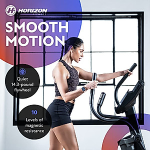 Horizon Fitness EX-59 Elliptical Trainer Exercise Machine for Home Workout, Fitness & Cardio, Compact Cross-Trainer with Bluetooth, Built-in Speakers, 10 Resistance Levels, 300 lb Weight Capacity