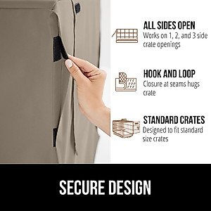 Gorilla Grip Dog Crate Covers Compatible with Amazon Basics Dog Crates, All Sides Open, Privacy Cover Fits 24" Wire Kennel, Breathable Mesh Windows, Light Reducing Puppy Training Cage Topper, Taupe