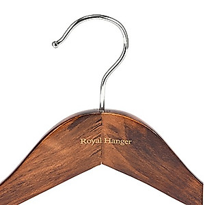 RoyalHanger Coat Hangers 6-Pack, Suit Hangers Wooden Hangers Extra Wide Shoulder for Heavy Coat, Sweater Pant,Retro Finish