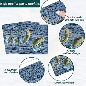 Gone Fishing Party Plates Napkins Gone Fishin' Dinnerware Fishing Themed Tableware for Fishing Tournament Birthday Party Disposable Paper Plates Napkins Party Decorations Supplies Favors 24 Guests
