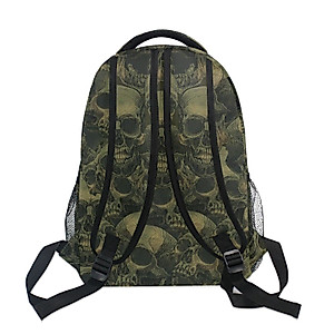 ALAZA Scary Retro Skull Backpack for Women Men,Travel Casual Daypack College Bookbag Laptop Bag Work Business Shoulder Bag Fit for 14 Inch Laptop