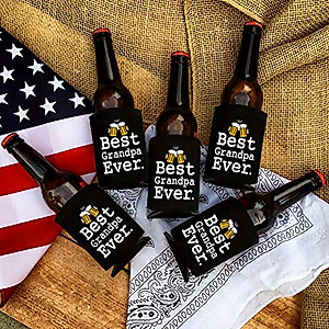 YouFangworkshop Funny Beer Can Sleeve Coolers, Best Grandpa Ever Beer Coolers Set for Men Grandfather Fathers Day Retirement Christmas Birthday Party Decoration Gift, 2-Pack