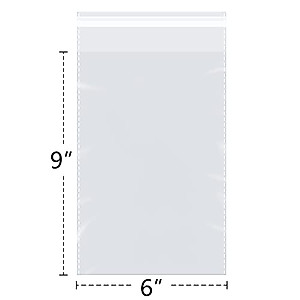 Famagic 6x9 Clear Cellophane Bags 200 Pack, Resealable Plastic Packing Bags for Prints Cards, Bakery, Jewelry, Crafts, Candies