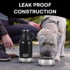 Black Rhino 32oz Multi-Functional Dog Water Bottle & Detachable Bowls - Black | Portable Travel Hydration Solution for Hiking, Camping, Outdoors | Leakproof, Durable & Convenient for Pet Owners