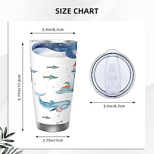 AYCZN Dolphin Lighthouse 20 OZ Tumbler Stainless Steel Travel Coffee Mug, Sea Ocean Insulated Water Bottle with Lid and 2 StrawsLeakproof Thermal Cup