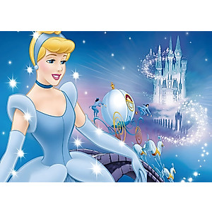 33 Pcs Cinderella Party Supplies,1 Cinderella Backdrop,1 Cake Topper, 12 Cupcake Toppers, 1 Happy Birthday Banner, 18 Balloons for Girls & Boys (5x3FT)