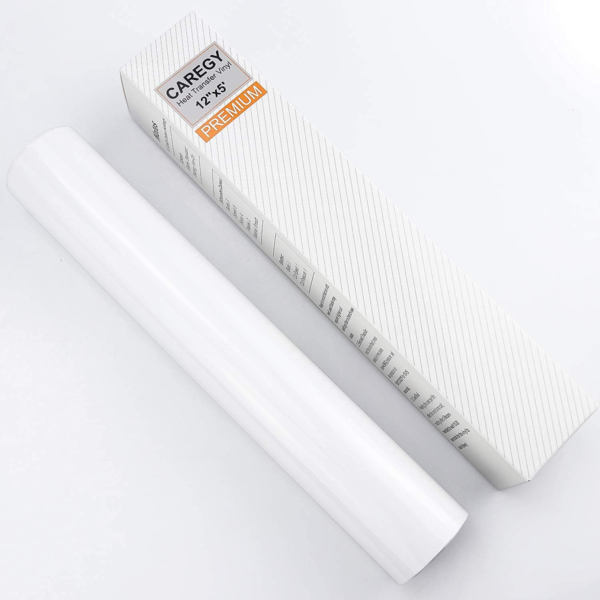 CAREGY Iron on Heat Transfer Vinyl Roll HTV (12''x5',White)