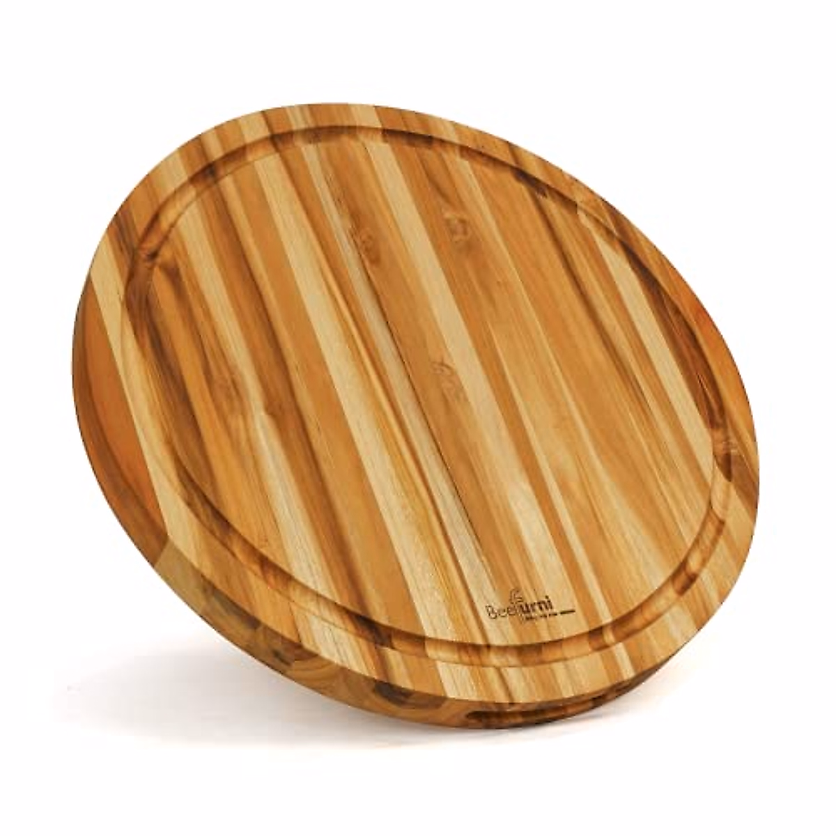 BEEFURNI Premium Round Wood Cutting Board with Juice Groove, Teak Wooden Cutting Boards for Kitchen, Small Chopping Board, Mothers Day Gifts for Mom, 1 Year Warranty (S, 15.8 x 15.8 x 1.25 inches)