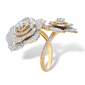PalmBeach Yellow Gold-Plated Round Cubic Zirconia Rose Wrap Ring Sizes 6-10 Size 9