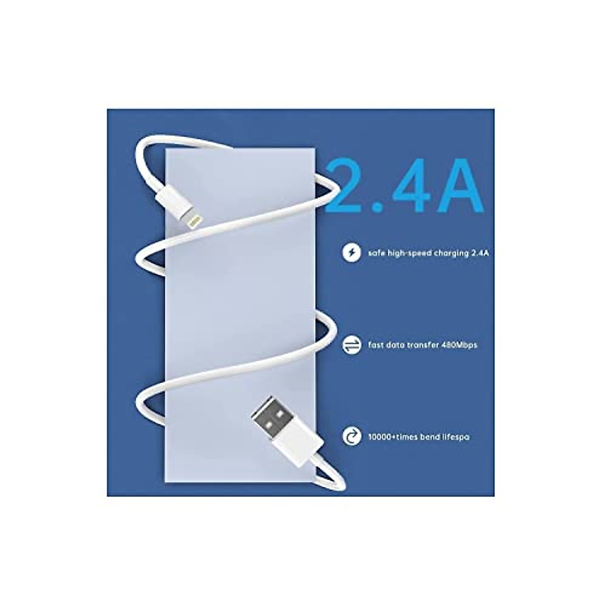 1Pack Apple Original Charger [Apple MFi Certified] Lightning to USB Cable Compatible iPhone Xs Max/Xr/Xs/X/8/7/6s/6plus/5s,iPad Pro/Air/Mini,iPod Touch(White 2M/6.6FT) Original Certified