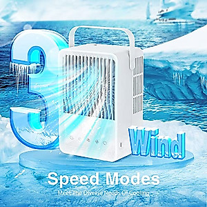 Portable Air Conditioner, 4 in 1 Evaporative Air Cooler with 600ml Water Tank, 1-8 H Timing Touch Screen Portable Air Cooler, Personal Desktop Cooling Fan for Car Home Camping Room