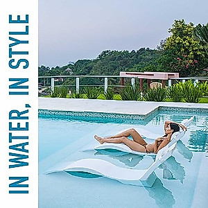 Ledge Lounger - Signature Chaise Deep - Inside Pool & Sun Shelf Lounge Chair - Designed for Deep Shelves 10”-15” - Compatible with All Pool Types - Poolside & Sun Deck Tanning - Set of 2 - Dark Blue