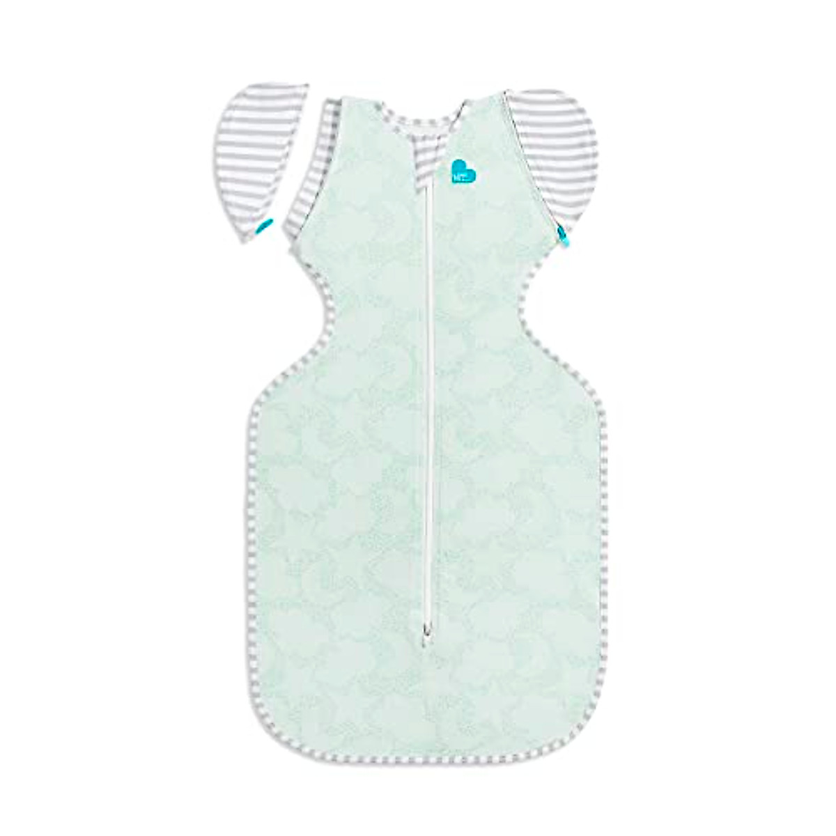 Love to Dream Transition Bag Organic 1.0 TOG, Celestial Dot Mint, Medium, 13-19 lbs., Patented Zip-Off Wings, Gently Help Baby Safely Transition from Being swaddled to arms Free Before Rolling Over