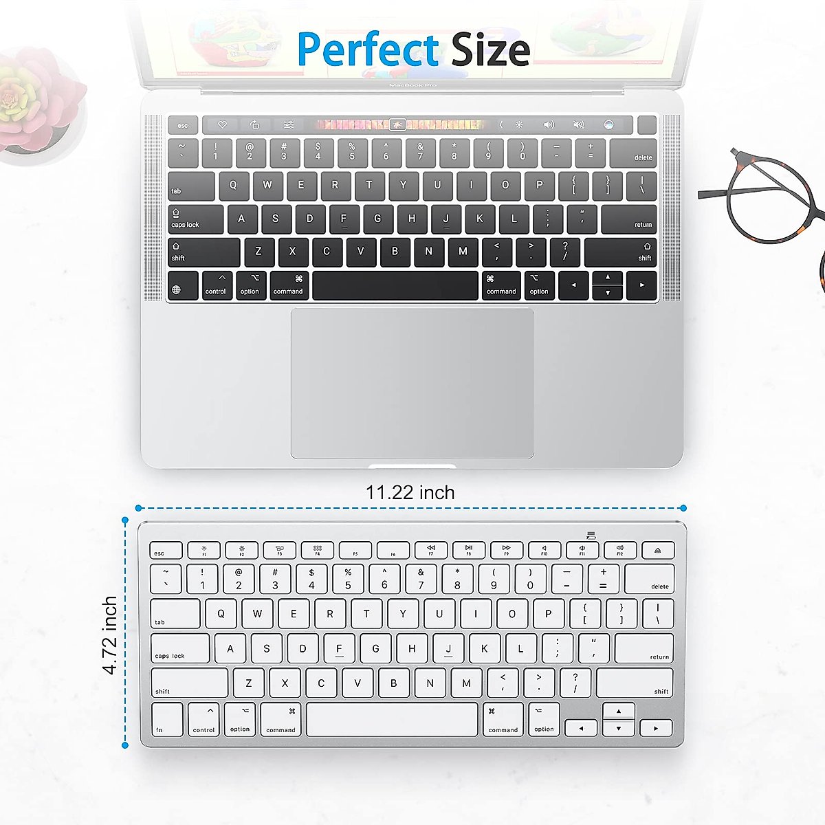OMOTON Compact Wireless Bluetooth Keyboard for MacBook, iMac, Mac Mini - Compatible with Apple Laptops and Desktops