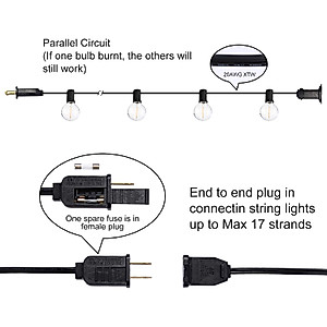 Outdoor Lights Patio 25FT, G40 String LED Lights Waterproof with 25+1pcs Spare Balcony Lights Bulbs Shatterproof for Backyard Porch Wedding Cafe, Hanging Lights for Birthday BBQ Party