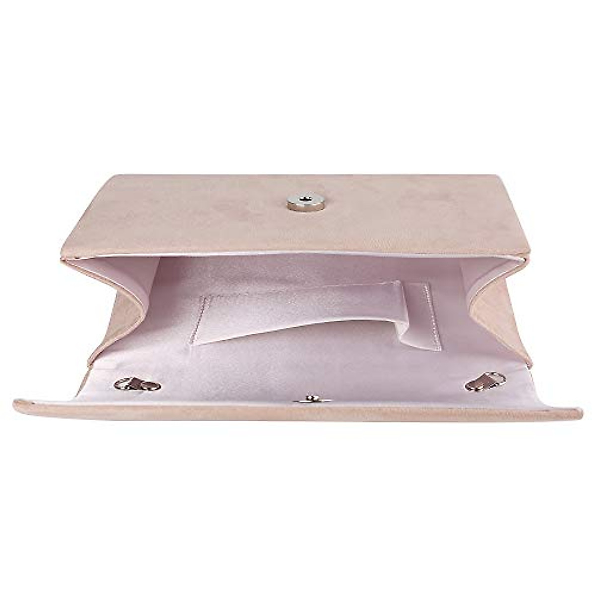 VG Bags Womens Chic Nude Pink Suede Evening Clutch Crossbody Handbag with Chain Strap Medium