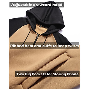 GXAMOY Men's Novelty Color Block Pullover Fleece Hoodie Casual Hooded Sweatshirts Full Zip Jacket with Pocket Sky Blue Gray(A06) M