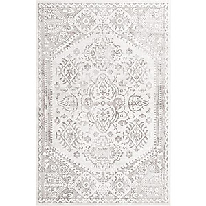 Unique Loom Oxford Collection Area Rug - Radcliffe (6' x 9' Rectangle, Cream/Ivory)