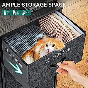 YITAHOME Fabric Dresser for Bedroom, Tall Storage Dresser with 8 Drawers, Black Dresser & Chest of Drawers, Storage Drawer Organizer for Closet, Bedroom, Living Room(Black Grey)