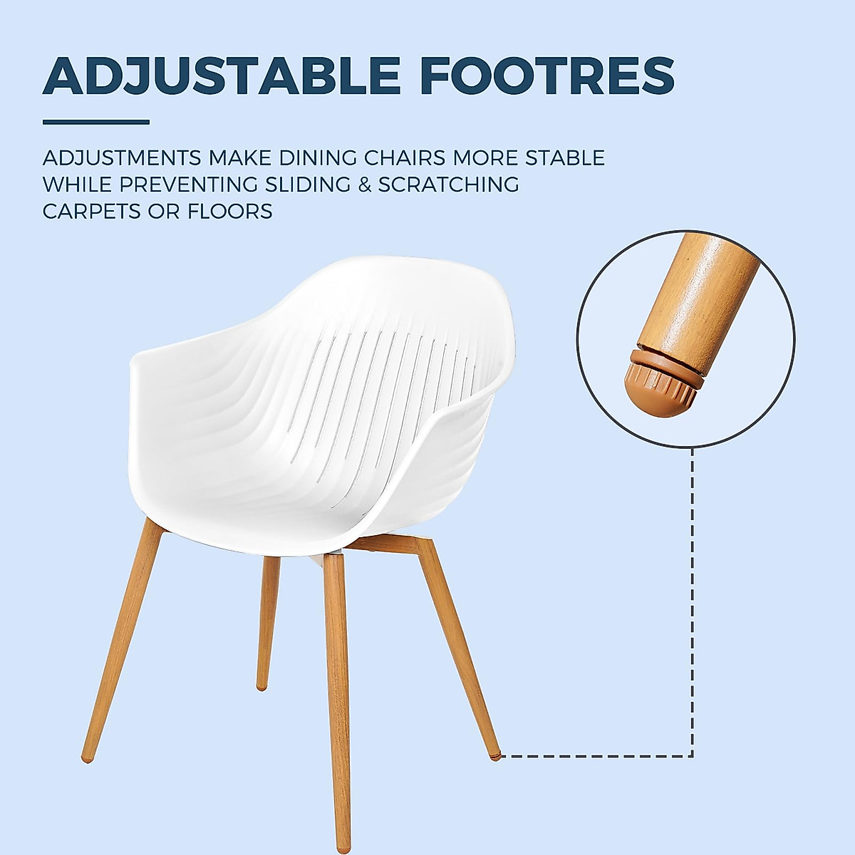 Grand patio Outdoor Dining Chairs Set of 4 Indoor Outdoor Modern Recycled Plastic Dining Chair, Rust Free Frame, Woodgrain Legs, Whale Modeling Design for Kitchen, Dining (Light Gray)