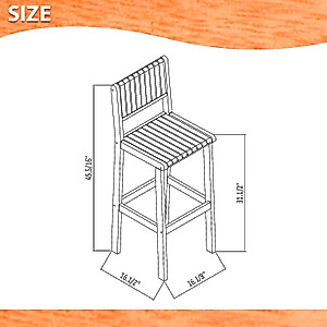 Amazonia Ibiza Eucalyptus Barstool, Light Brown, 18lx17wx47h (BT 215)