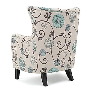 Christopher Knight Home Arabella Fabric Club Chair, White And Blue Floral 29.1D x 29.9W x 36.6H in