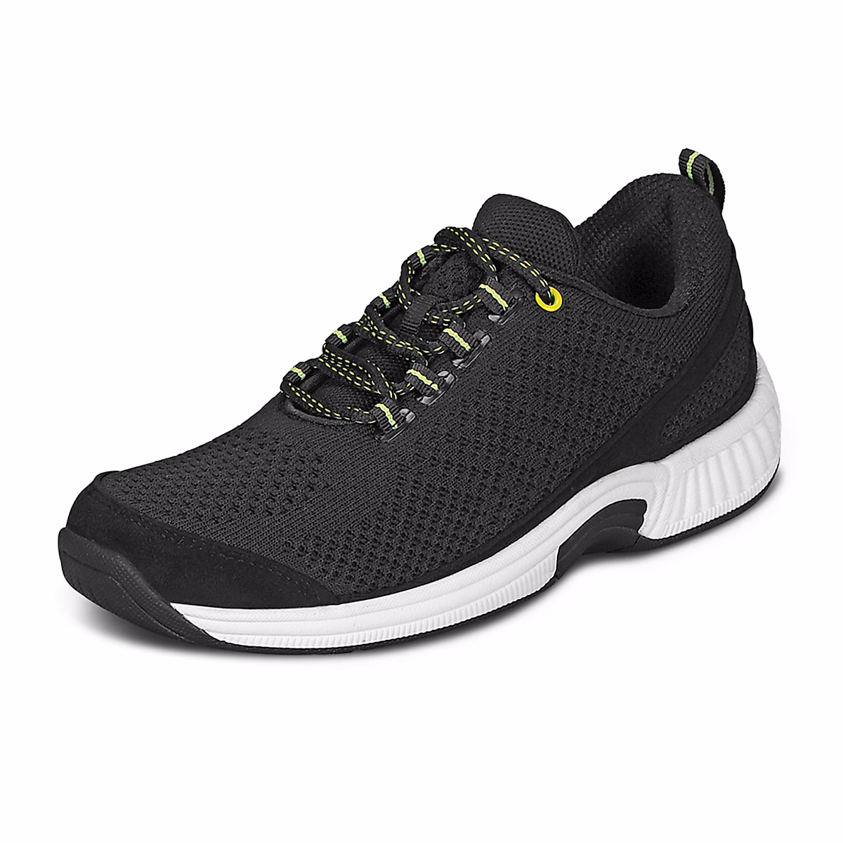 Orthofeet Women's Orthopedic Knit Coral Sneakers, Black, Size 8