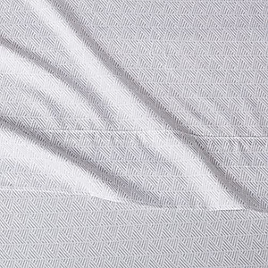 Amazon Basics Lightweight Super Soft Easy Care Microfiber 4 Piece Bed Sheet Set with 14-Inch Deep Pockets, Queen, Gray Crosshatch, Printed
