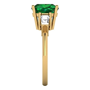 Clara Pucci 3.50ct Cushion cut 3 stone Solitaire VVS1 Green Emerald Designer Anniversary Bridal Engagement Ring 14k Yellow Gold 5.75