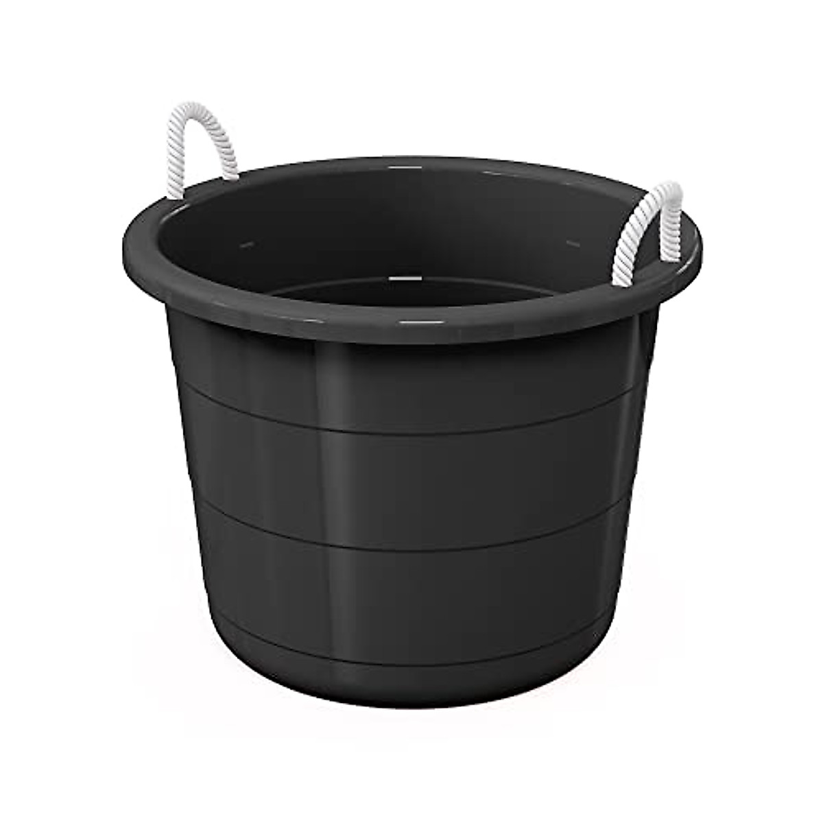 Life Story Large 17 Gallon Flexible Plastic Storage Bucket Container with Easy Grip Rope Handles for Indoor and Outdoor Storage, Black, 8 Pack