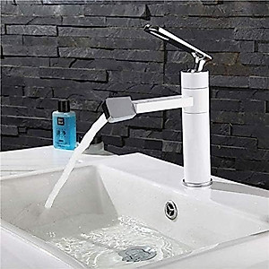 PDOLIGBDN Kitchen Taps Kitchen Tap Faucet White Spray Painting Bath Sink Faucet Bathroom Cold and Hot Faucet Crane with 360 Rotating Aerator