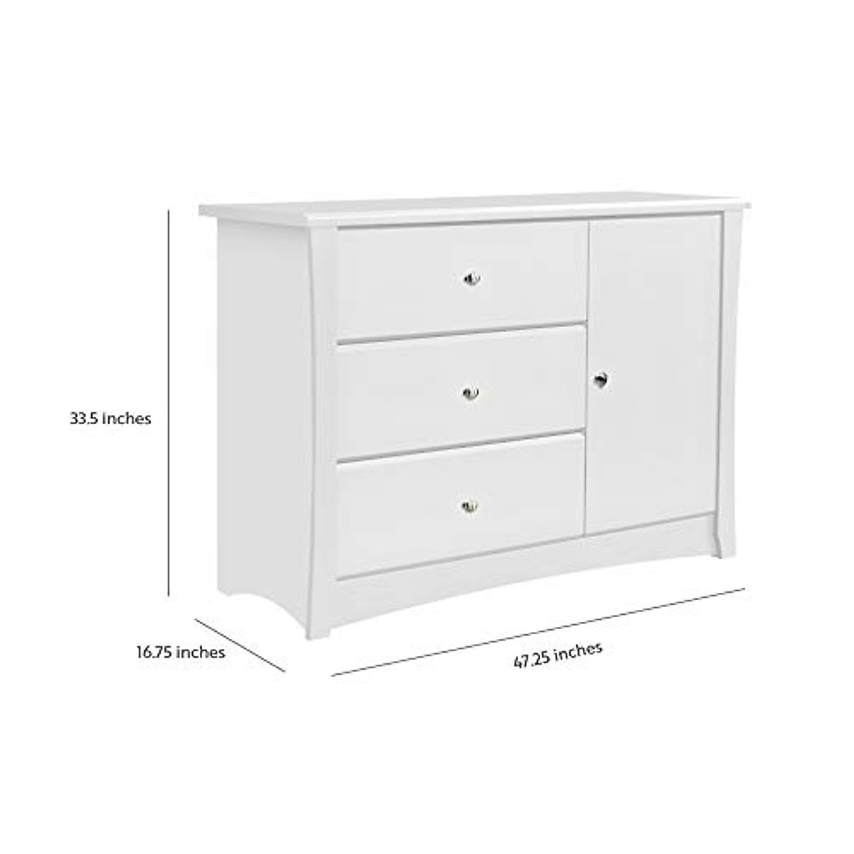 Storkcraft Crescent 3 Drawer Combo Dresser (White) – Baby and Kids Bedroom Organizer, Nursery Chest, Storage Dresser With Drawers, Universal Design
