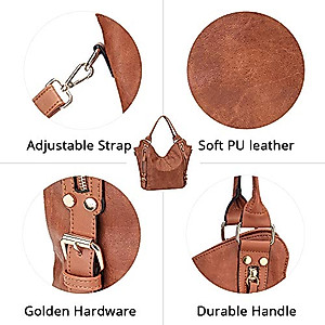 JOYSON Women Handbags Hobo Shoulder Bags Tote PU Leather Handbags Fashion Large Capacity Bags Brown 1