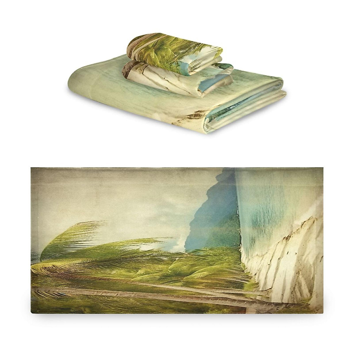 Flradish Tropical Palm Trees Towels 3 Pack Bath Towels for Bathroom Set Soft Cotton Highly Absorbent Lightweight & Quickdry Towel Set 1 Bath Towel,1 Hand Towel,1 Washclothe