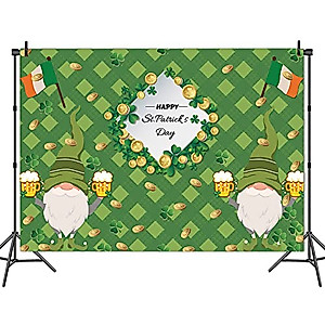 Happy St. Patrick's Day Photography Backdrop Dwarf Lucky Irish Green Shamrock Photo Background for Children Family Irish Festival Celebration Party Decor Banner 5x3ft