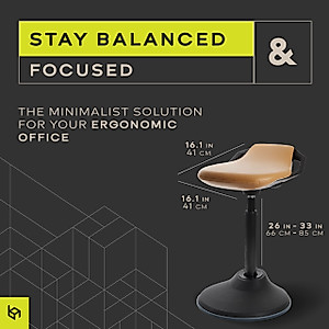 bonVIVO Standing Desk Chair - Ergonomic Chair for Tall Office Desks w/Back Support and Handles for Posture and Balance - Work from Home High Stool - Khaki