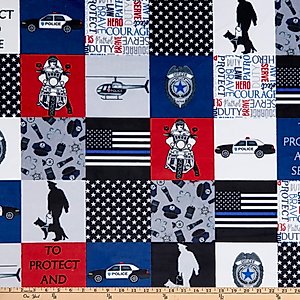 Shannon Digital Minky Cuddle Police Blue Line, Fabric by the Yard