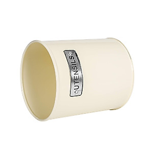 Farmhouse Kitchen Utensil Holder Large Utensil Organizer - Utensils Holders Crock with Sturdy Rustic Farmhouse Countertop Decor, Utensil Storage Caddy Organizer, Off White - 5.5 x 6 Inches