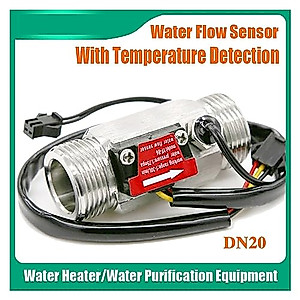 XAXAX Water Flow Meter, Water Flow Sensor Hall Stainless Steel Meter with 6-Point External Ribbon Temperature Detection G3/4 Interface B6,Gallon, QTS, PTS, L, m³