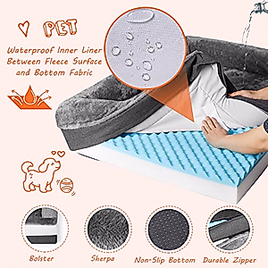 EHEYCIGA Memory Foam Orthopedic Dog Beds for Medium Dogs with 100% Foam Bolsters, Dark Grey, 30x24