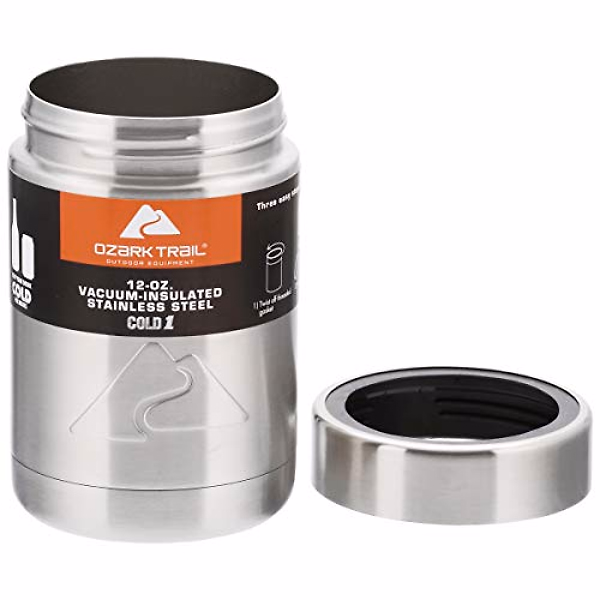 Ozark Trail 12 Ounce Double Wall Can Cooler Cup, Silver Top - 2 Pack