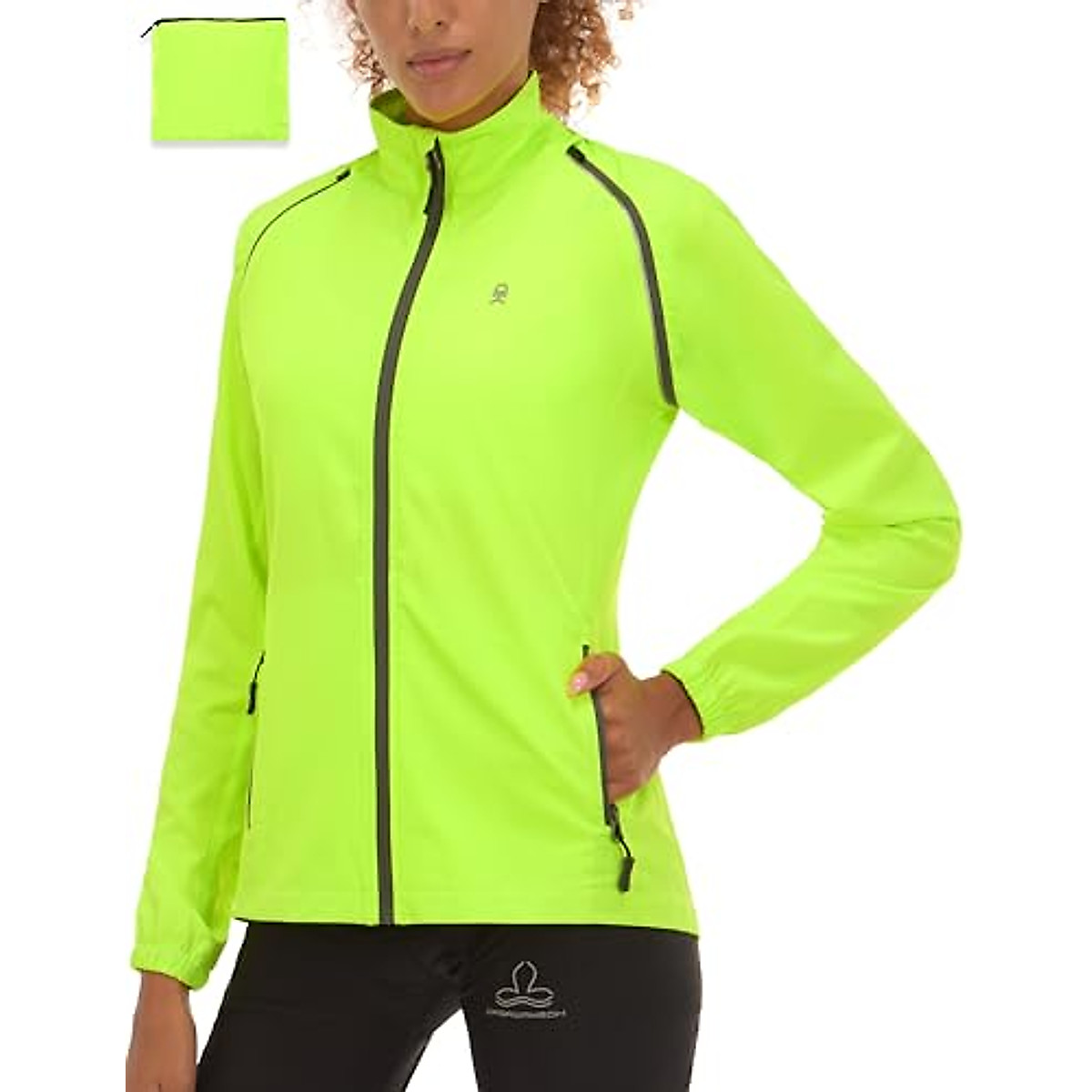 Little Donkey Andy Women's Quick-Dry Running Jacket Convertible UPF 50+ Cycling Jacket Windbreaker with Removable Sleeves Fluorescent Yellow Size L