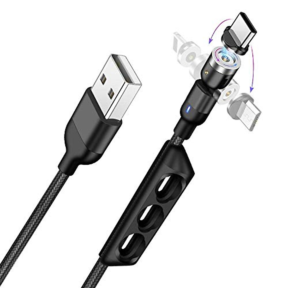 BoxWave Cable Compatible with Honor Magic - MagnetoSnap AllCharge Cable, Magnet Charging Cable USB Type-C Micro USB for Honor Magic - Jet Black