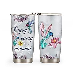 20oz Hummingbird Gifts for Women, Valentines Day Gifts for Her, Birthday Gifts for Women, Coffee Thermos for Women Crystal Jewelry Hummingbird Tumbler Cup, Insulated Travel Coffee Mug with Lid