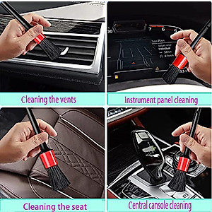 Car Detailing Brush Kit, Car Brushes for Detailing, Auto Detailing Brushes for Cleaning Wheels, Interior, Exterior, Skylight, Leather(10 Pcs)