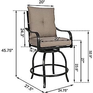 Ulax Furniture Outdoor Swivel Counter Stools Patio Bar Chairs with 100% Olefin Cushion (Set of 4)