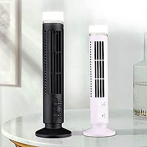 Electric Household Led Bladeless Tower Portable USB Charging Mini Vertical Conditioner Stand Up Tower Fan For Office Bedroom Home Indoor Desktop Rechargeable Fans Portable Usb Clip on