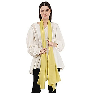 Womens Light weight Soft Cashmere Wrap Scarf Warm Solid Color Stole 100% Cashmere pure wool scarf, woven woollen stole (Yellow)